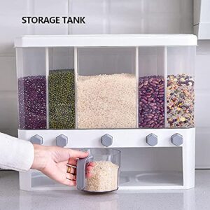 DYRABREST Multigrain Tank, Rice Storage Container, Cereal Dispensers with Cup and Lid, Dry Food Dispenser Cans Grains Container, Movable Detachable Partition