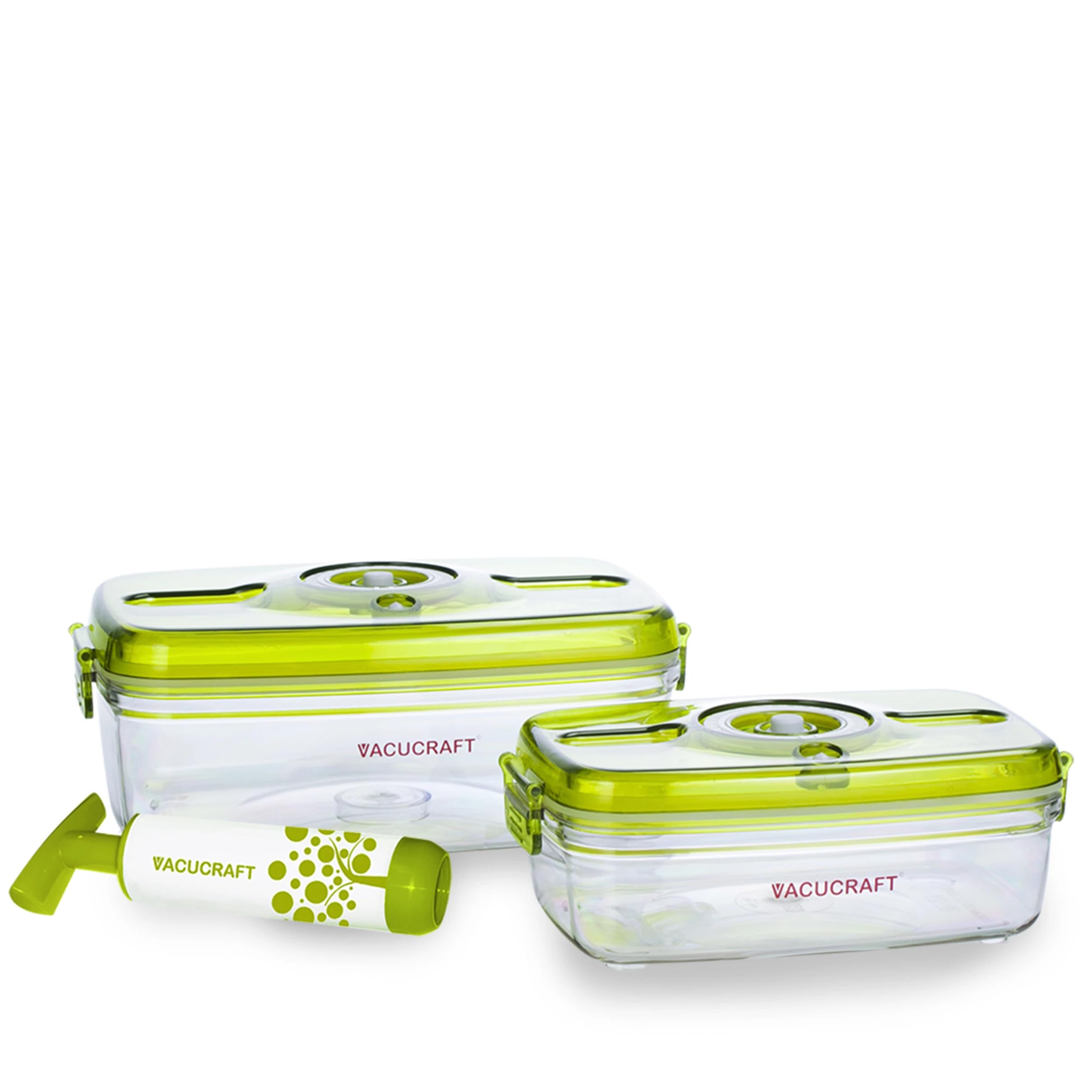 Vacucraft Plastic Food Storage Containers with Airtight Lids - Rectangle - 3 Pack - Great for Vegatables, Fruits and Meats - Keeps Food Fresh Longer - Vacuum Seal Containers for Food