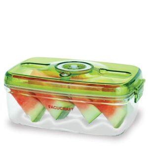 Vacucraft Plastic Food Storage Containers with Airtight Lids - Rectangle - 3 Pack - Great for Vegatables, Fruits and Meats - Keeps Food Fresh Longer - Vacuum Seal Containers for Food