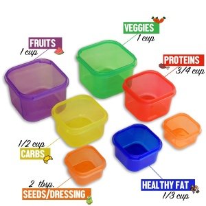 BloominGoods 7 Portion Control Food Storage Containers & Labelled Lids | BPA Free, Leakproof, Microwave & Freezer Safe Meal Prep Lunch Boxes | For Weight Loss & 21 Day Diet Plan | Bonus Carrying Pouch