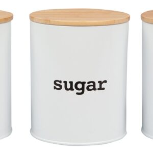 Kitchen Canister Set with Air Tight Bamboo Lids- 3 Food Storage Containers for Coffee, Tea and Sugar