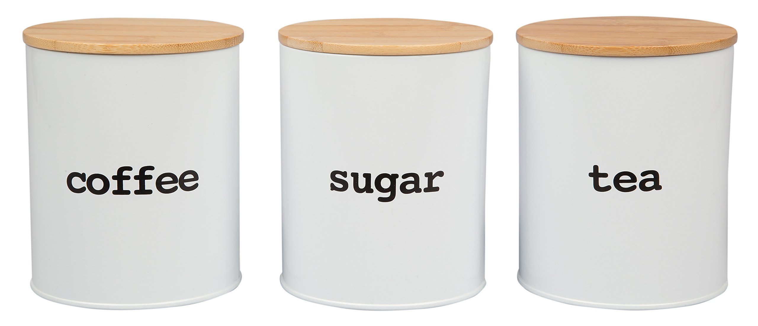 Kitchen Canister Set with Air Tight Bamboo Lids- 3 Food Storage Containers for Coffee, Tea and Sugar