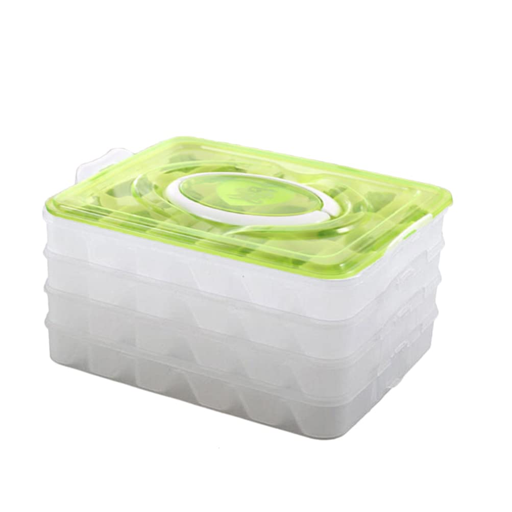 Zerodeko Food Storage Container Dumpling Organizer Stackable Portable Freezer Storage Containers Food Storage Box for Kitchen and Fridge Green