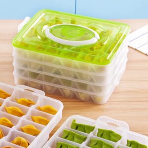 Zerodeko Food Storage Container Dumpling Organizer Stackable Portable Freezer Storage Containers Food Storage Box for Kitchen and Fridge Green