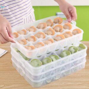 Zerodeko Food Storage Container Dumpling Organizer Stackable Portable Freezer Storage Containers Food Storage Box for Kitchen and Fridge Green