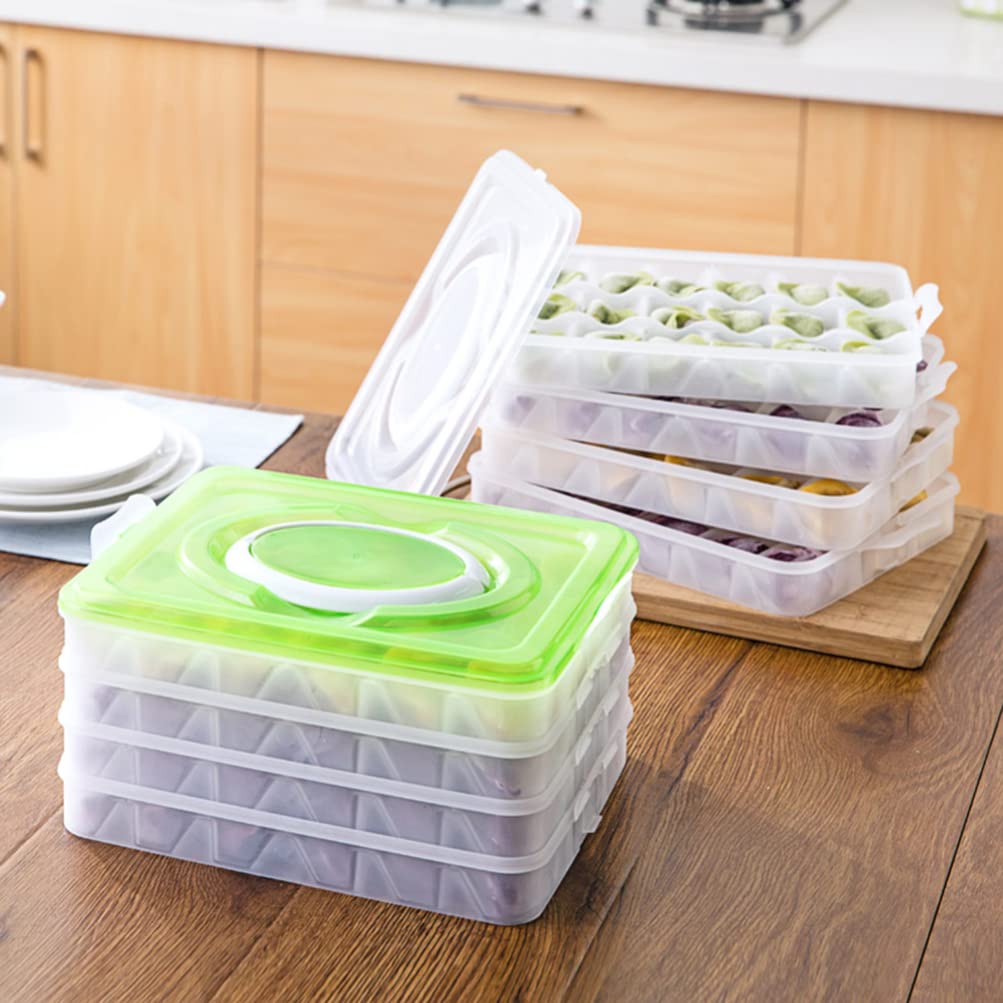 Zerodeko Food Storage Container Dumpling Organizer Stackable Portable Freezer Storage Containers Food Storage Box for Kitchen and Fridge Green