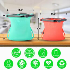 Gallon Reusable Premium Silicone Freezer Dishwasher Safe Stand Up Collapsible Bags Food Storage Food Bags No Pop Open Easy Clean Thick Food Containers For Freeze, Boil, Heat, Meats, Marinates