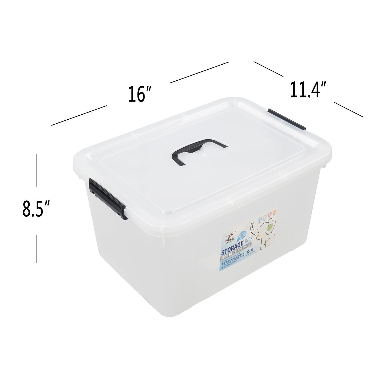 Fiazony 17.5 Quart Clear Storage Box, Plastic Storage Bins with Lids, 4-Pack