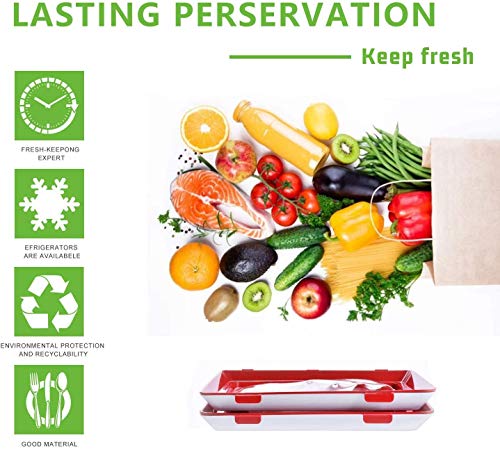 Food Plastic Preservation Tray,Stackable Food Tray Reusable Creative Food Preservation Tray for Food Preservation 4 Pack (white)