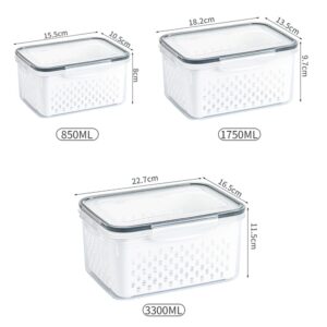 EUBUY Fruit Vegetable Produce Saver Containers for Refrigerator, Draining Fresh Containers, Multifunctional Refrigerator Storage Boxes with Lids for Fridge