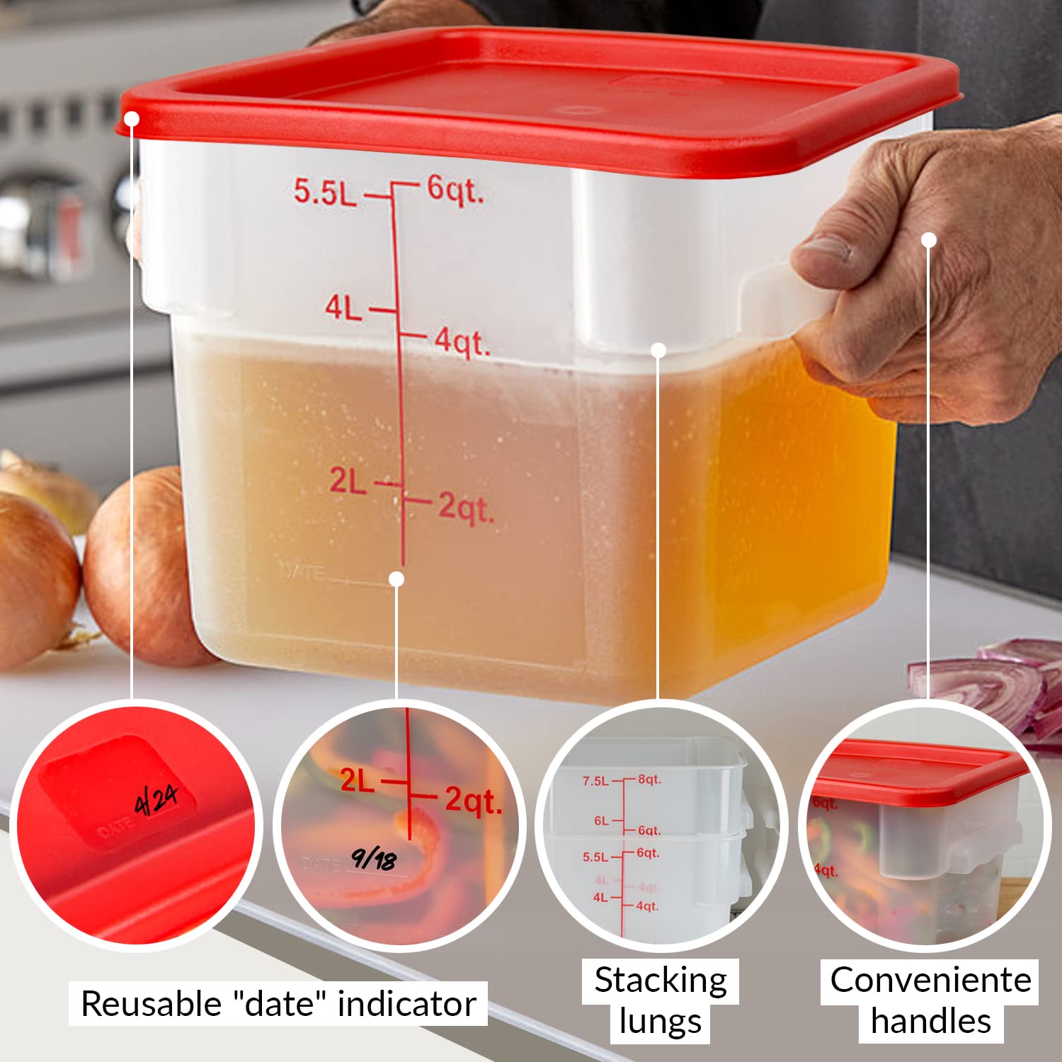 CUSINIUM 2qt + 4qt + 6qt Square Translucent Container Set