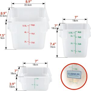 CUSINIUM 2qt + 4qt + 6qt Square Translucent Container Set