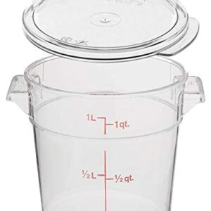 Cambro RFSCW1135 Camwear Clear Round 1 Qt Storage Container with Clear Round Lid RFSCWC1135