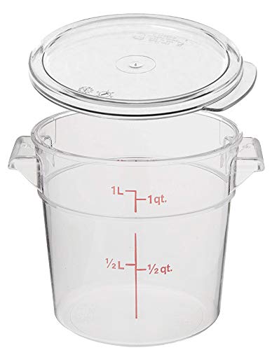 Cambro RFSCW1135 Camwear Clear Round 1 Qt Storage Container with Clear Round Lid RFSCWC1135