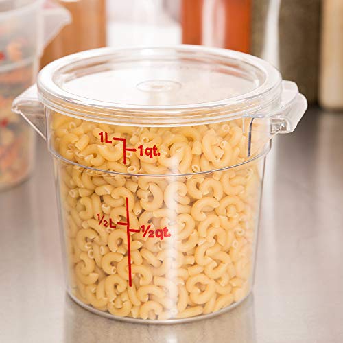 Cambro RFSCW1135 Camwear Clear Round 1 Qt Storage Container with Clear Round Lid RFSCWC1135