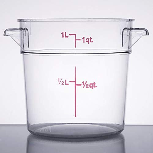 Cambro RFSCW1135 Camwear Clear Round 1 Qt Storage Container with Clear Round Lid RFSCWC1135