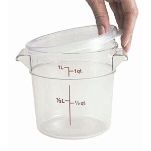 Cambro RFSCW1135 Camwear Clear Round 1 Qt Storage Container with Clear Round Lid RFSCWC1135