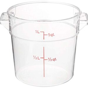 Cambro RFSCW1135 Camwear Clear Round 1 Qt Storage Container with Clear Round Lid RFSCWC1135