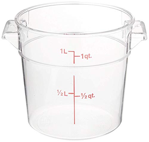 Cambro RFSCW1135 Camwear Clear Round 1 Qt Storage Container with Clear Round Lid RFSCWC1135