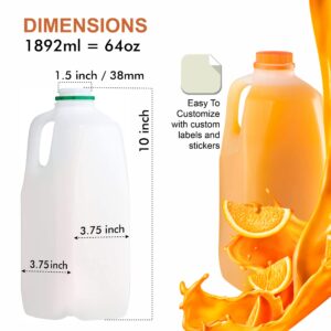 [100 PACK] Empty Plastic Juice Bottles with Tamper Evident Caps 64 OZ - Half Gallon, Smoothie Bottles - Ideal for Juices, Milk, Smoothies, Picnic's and even Meal Prep by EcoQuality Juice Containers