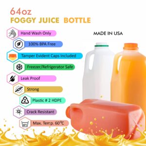 [100 PACK] Empty Plastic Juice Bottles with Tamper Evident Caps 64 OZ - Half Gallon, Smoothie Bottles - Ideal for Juices, Milk, Smoothies, Picnic's and even Meal Prep by EcoQuality Juice Containers