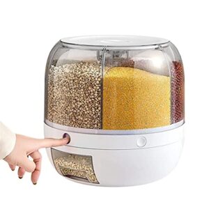 enfudid food grain storage container large capacity 6-grid rice dispenser, rotatable sealed grain food storage box rice bucket dry food fruit box kitchen storage bucket for home kitchen