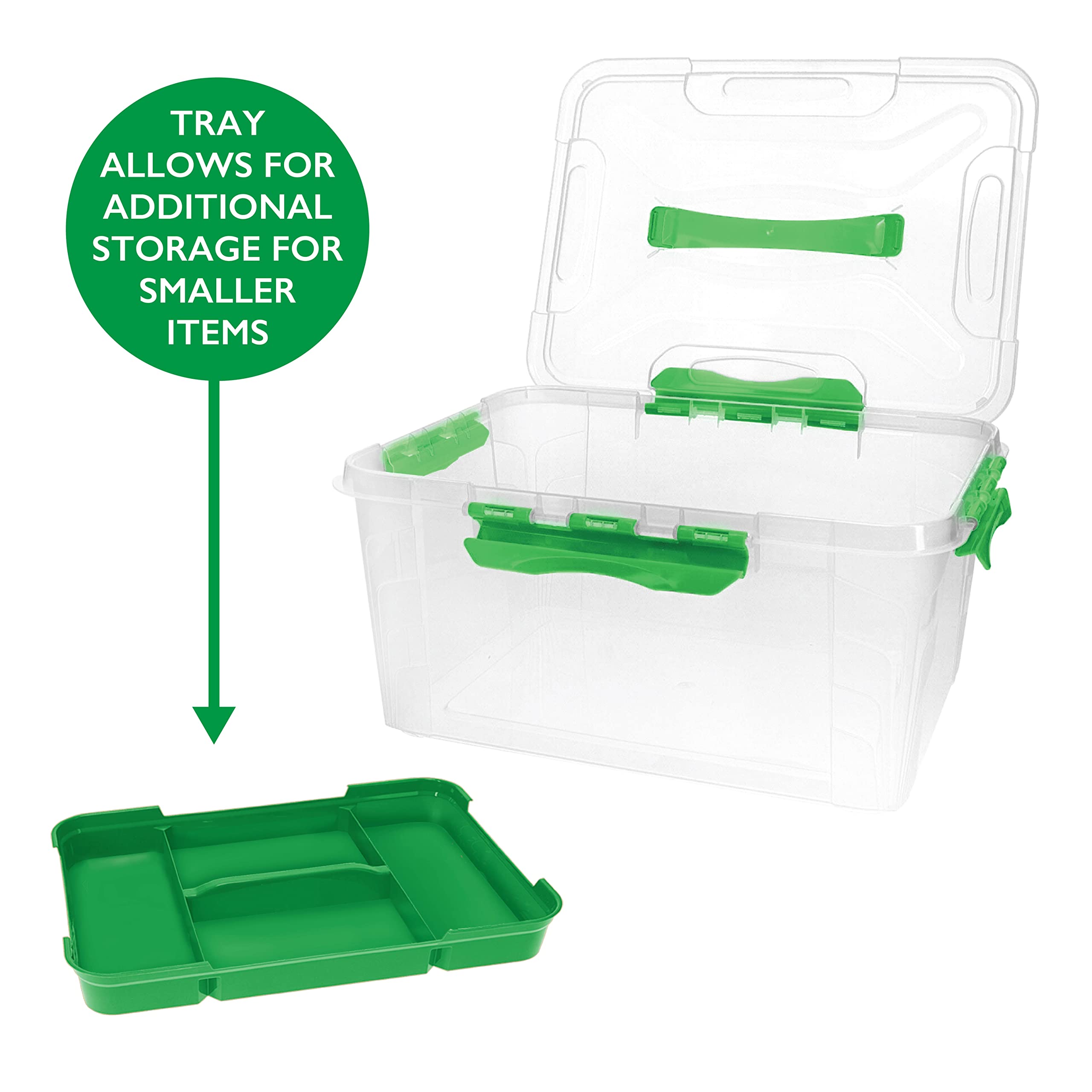 Home+Solutions 3 Piece Container Set - Large Green Plastic Containers, Holiday Storage, 15.35”x11.42”x7” Each