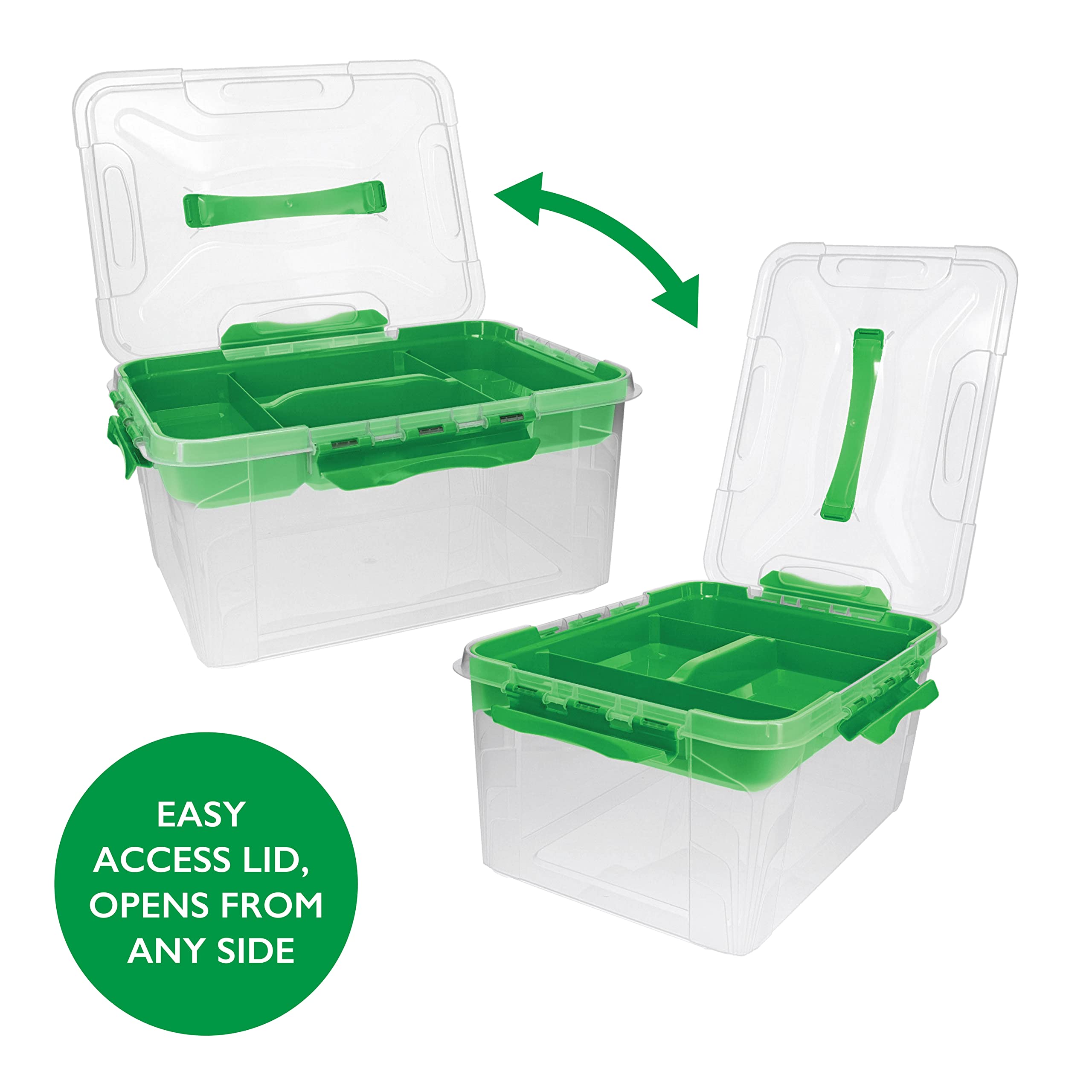 Home+Solutions 3 Piece Container Set - Large Green Plastic Containers, Holiday Storage, 15.35”x11.42”x7” Each