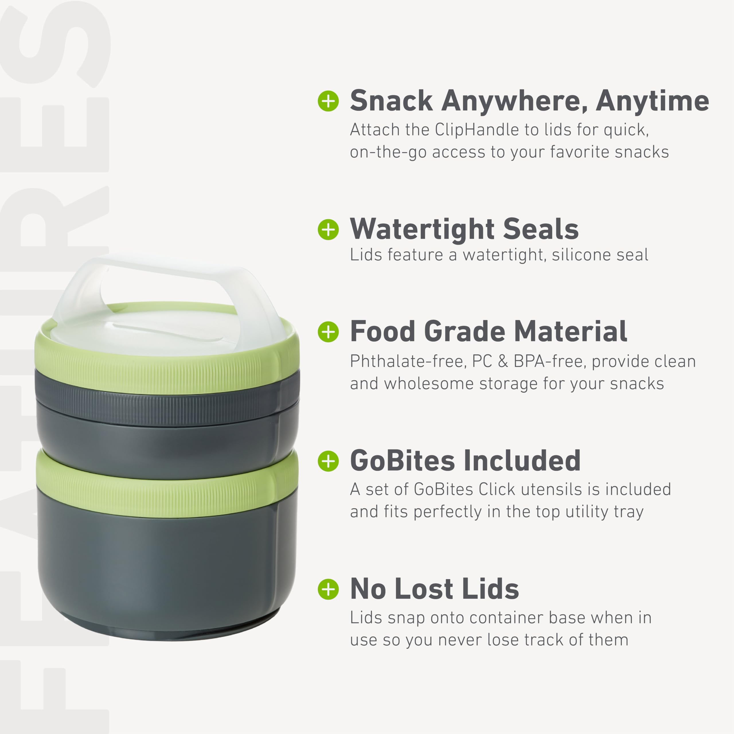 humangear STAX XL/Eat System | Modular Storage Container | Extra Large Stacking Container | BPA-Free, PC-Free, Phthalate-Free, Gray/Green