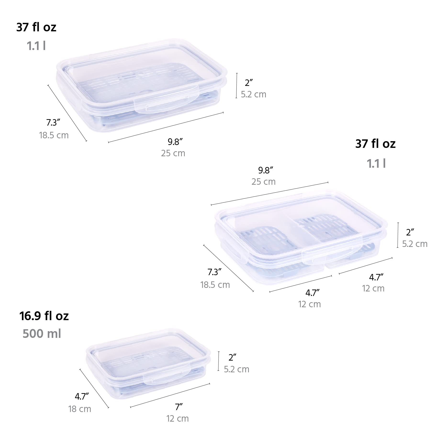 Set of 3/6 Hermetic Plastic Food Storage Containers Airtight Stackable Leakproof – Deli Meal Prep Container for Fridge - Ideal for Fruits, Bacon, Cheese, Veggies, and More - BPA Free (Blue x 6)