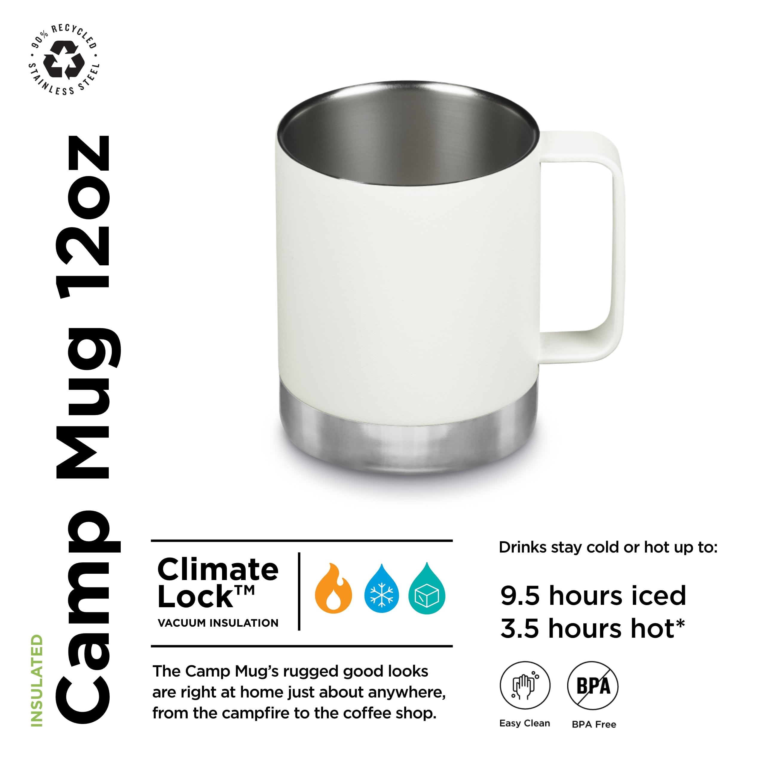 Klean Kanteen Insulated Camp Mug - 12 oz - Matte White