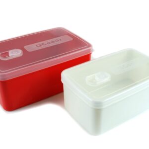 QG 68 & 40oz Rectangular Plastic Food Storage Containers with Lids BPA Free - 2 Pieces Red & White