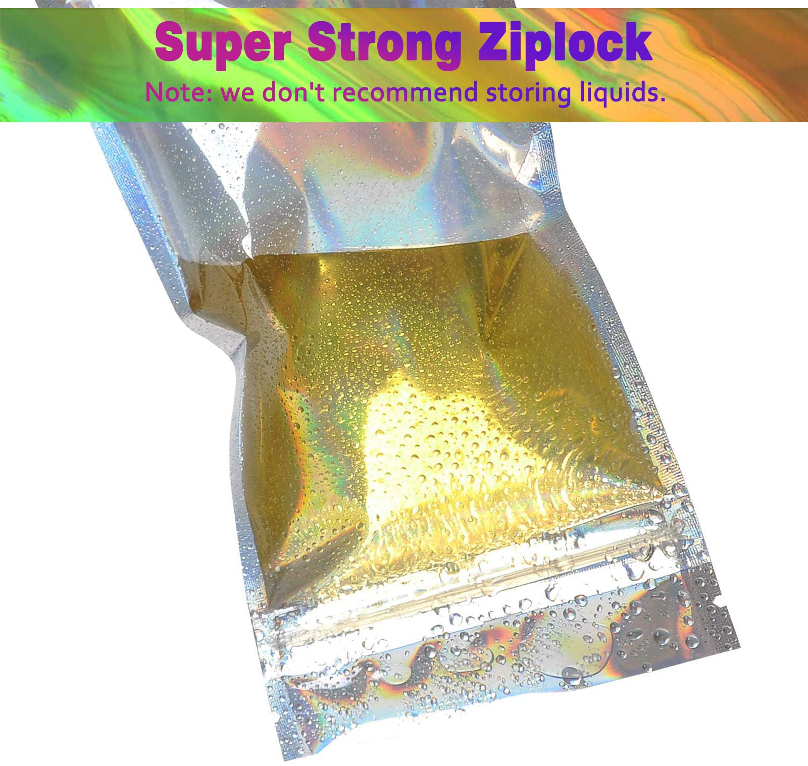 100pcs Holographic Bags Foil Pouch Bag with Zip Lock Resealable Packaging Supplies Decorative Ziplock Bag for Jewelry Lip Gloss Cookie Shipping (Holographic, 2.75"Wx3.94"L)