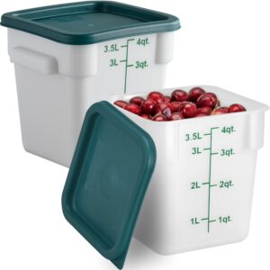 cusinium 2-pack - 4qt white square food storage containers with lids