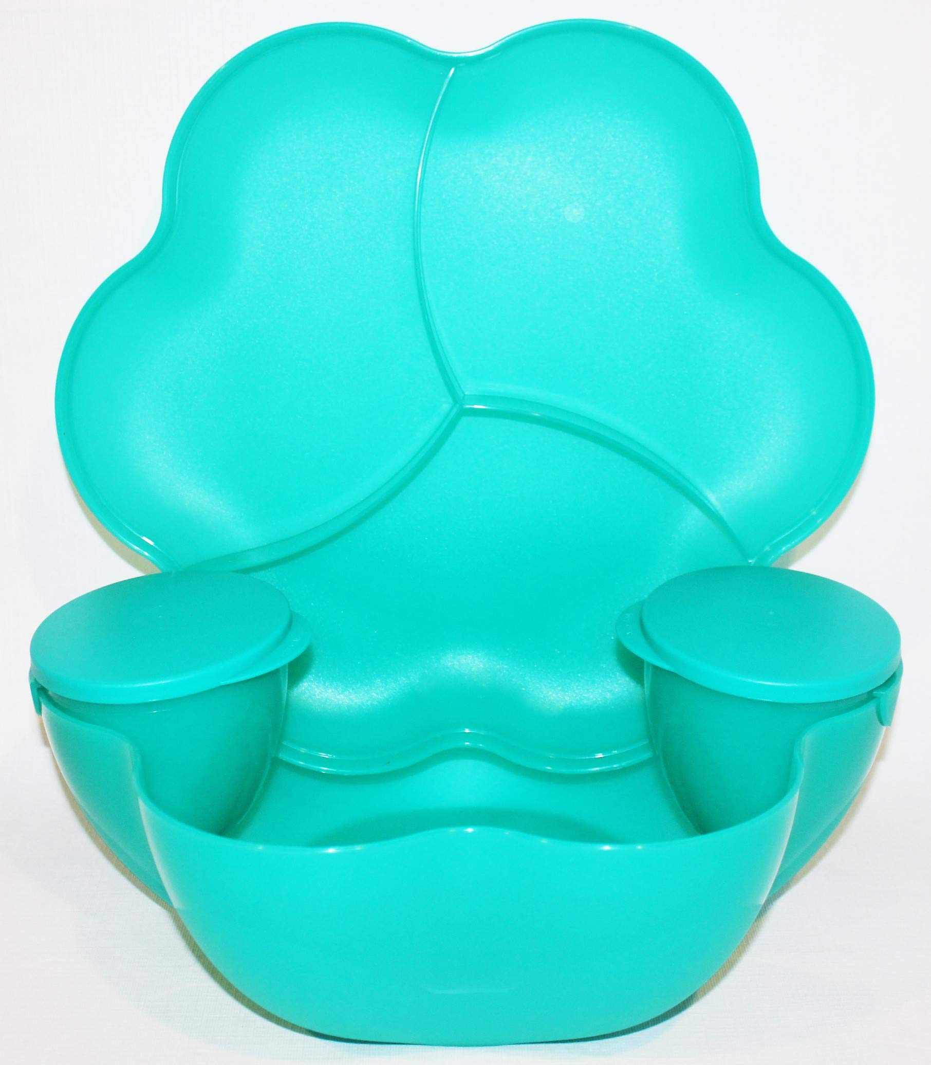 Tupperware Chip N Dip with Dip Bowls 1.5 Gallon Teal