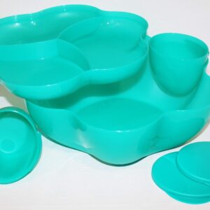 Tupperware Chip N Dip with Dip Bowls 1.5 Gallon Teal