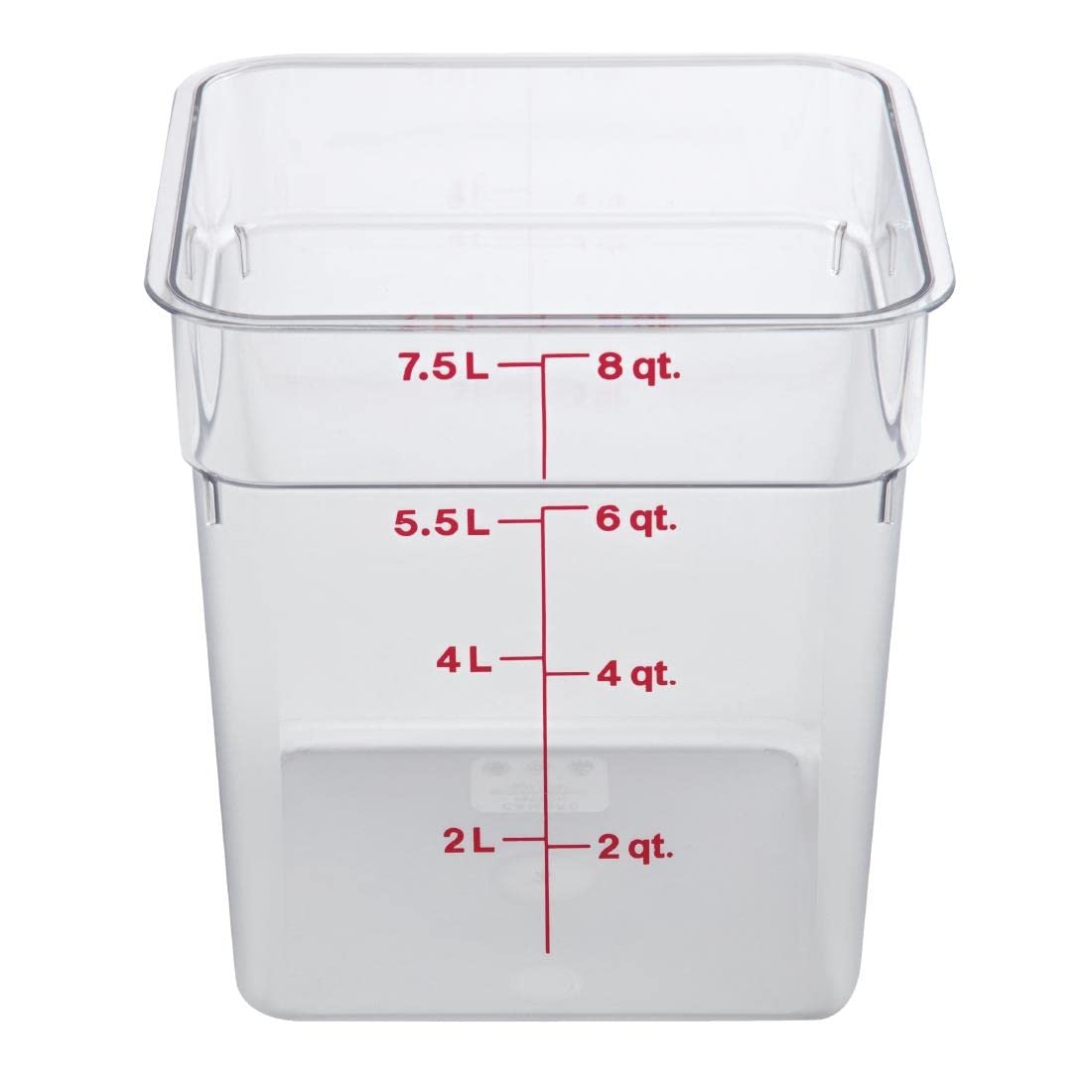 Cambro 8SFSCW CamSquare Food Container 8 qt. 8-3/8x8-3/8x9-1/8 clear, 6ct,Orange/pink