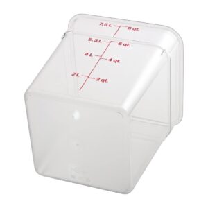 Cambro 8SFSCW CamSquare Food Container 8 qt. 8-3/8x8-3/8x9-1/8 clear, 6ct,Orange/pink