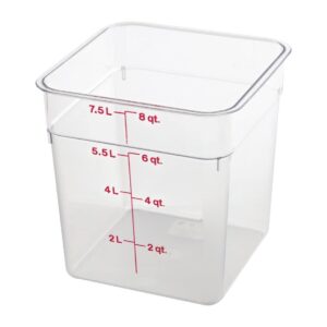 Cambro 8SFSCW CamSquare Food Container 8 qt. 8-3/8x8-3/8x9-1/8 clear, 6ct,Orange/pink