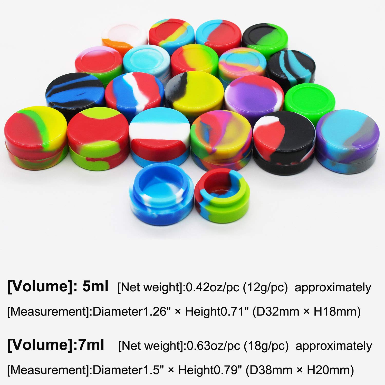 vitakiwi 5ml 7ml Wax Round Silicone Concentrate Containers Multi Use Oil Jars with Carving Tool (20)