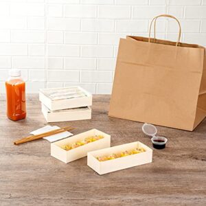 Restaurantware Taipei 18 Ounce Food Containers 100 Rectangle Wooden Bento Boxes - Lids Sold Separately Grease Impermeable Poplar To Go Boxes Disposable Serve Noodles Dumplings And More