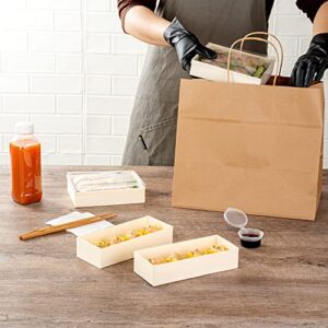 Restaurantware Taipei 18 Ounce Food Containers 100 Rectangle Wooden Bento Boxes - Lids Sold Separately Grease Impermeable Poplar To Go Boxes Disposable Serve Noodles Dumplings And More