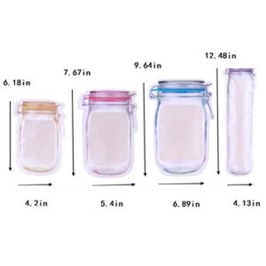 NATX 50Pcs Mason Jar Pattern Food Storage Bag Reusable Portable Stand Up Smell Proof Ziplock Bags Snack Saver Container Retail Package Bag Frosted Pouches Yellow 6×4.2in (15.7×10.5cm)