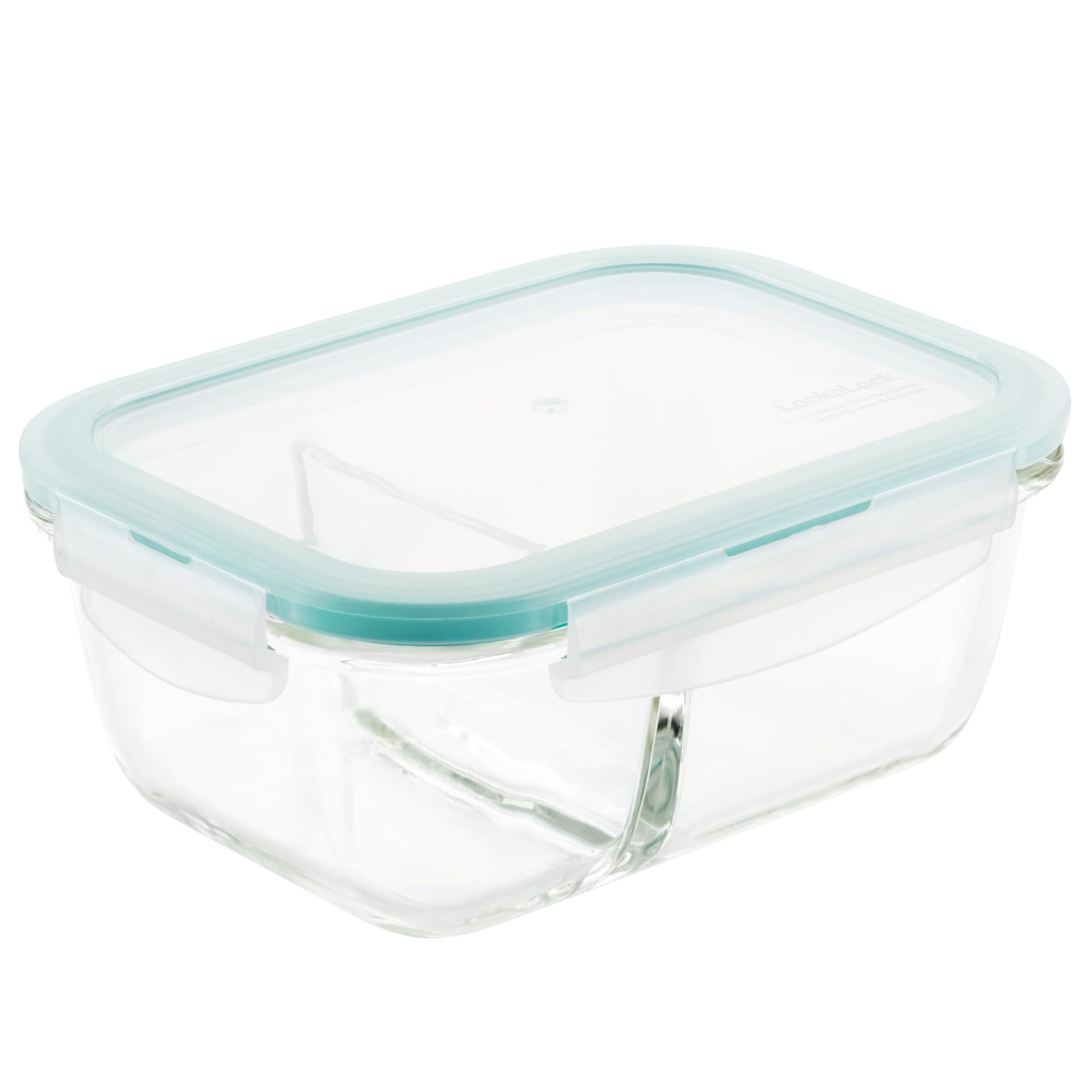 LOCK & LOCK Purely Better Glass Food Storage Container with Lid, Rectangle w/divider, 25 oz - Clear