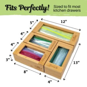 CFz Plastic Bag Organizer (4 Pack) Baggie Organizer for Pantry and Kitchen Organization and Storage w/ Gallon/Quart/Sandwich/Snack Plastic Bag Holder