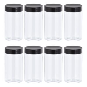 uxcell round plastic jars with black screw top lid, 5oz/ 150ml wide-mouth clear empty containers for storage, organizing, 15pcs