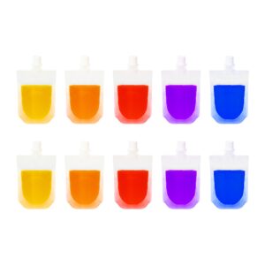 muka 50 pcs 1.75 oz reusable spouted drink bags, spout drink pouches w/funnel, 0.32" spout