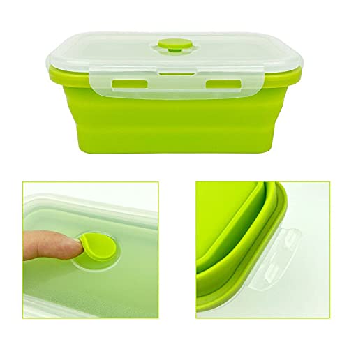 CCyanzi Collapsible Lunch Containers With Lids, Silicone Reusable Containers, Leakproof, Microwave safe, Collapsible Bowls for Camping & Travel, Set of 3