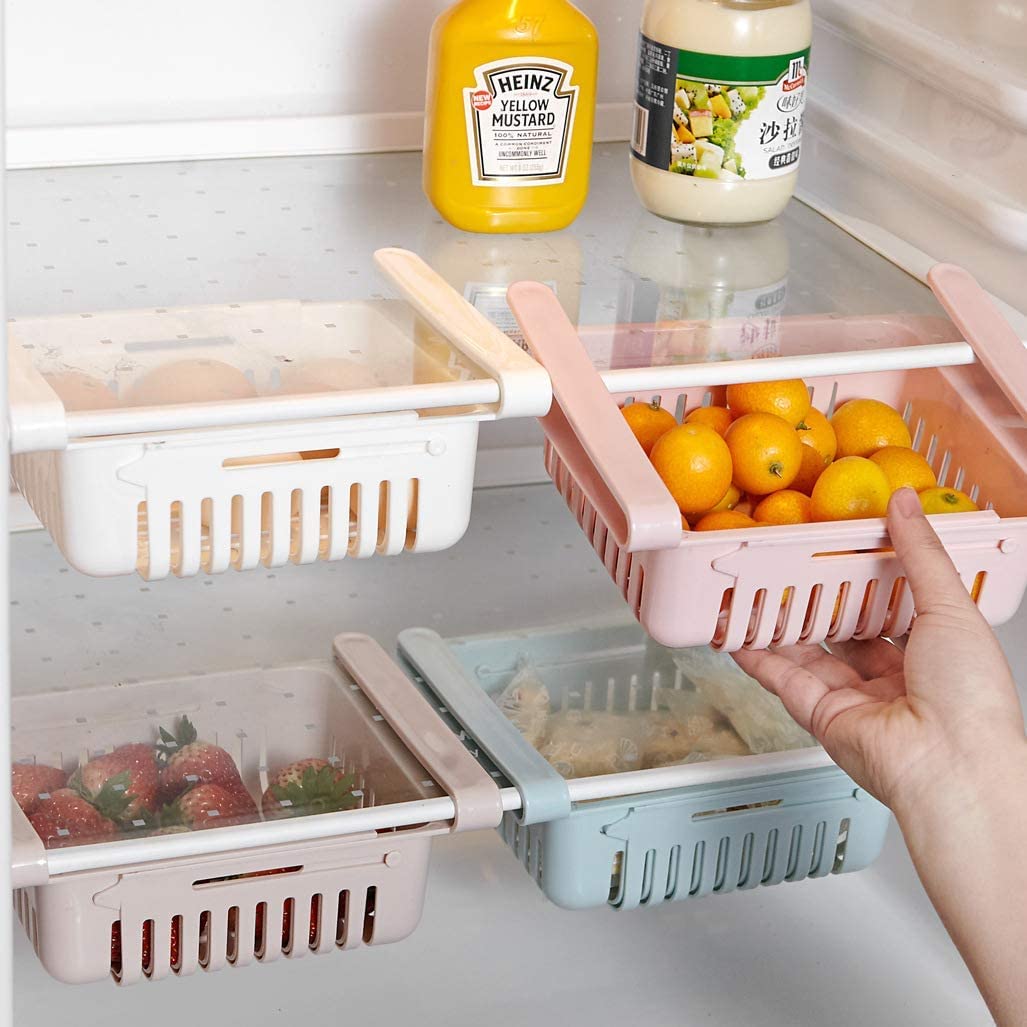 Fridge Organizer Storage Refrigerator Pull Drawer Under Shelf Fridge Organizer Box Kitchen Food Space Saver Shelf