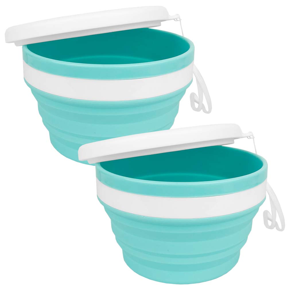 CARTINTS Collapsible Bowls With Lids Silicone Food Storage Containers Collapsible Camping Bowls Silicone Lunch Containers, Ideal for Travel and Camping, 32oz/950ml(Blue)